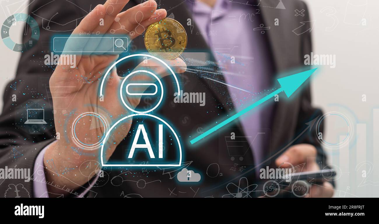 Hand touching digital chatbot for provide access to information and ...