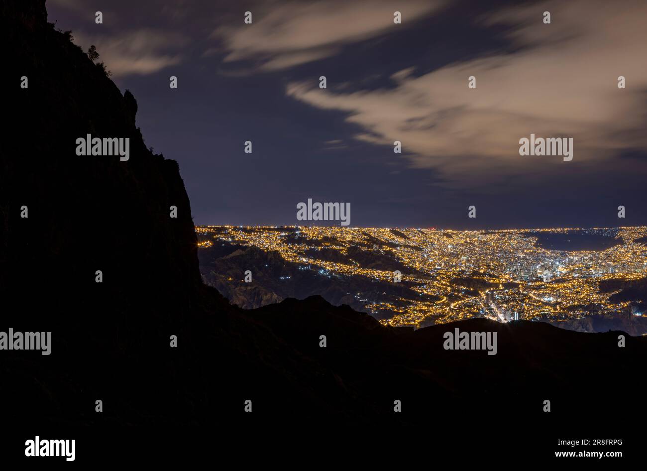 City lights of La Paz and El Alto, highest capital and vibrant city ...