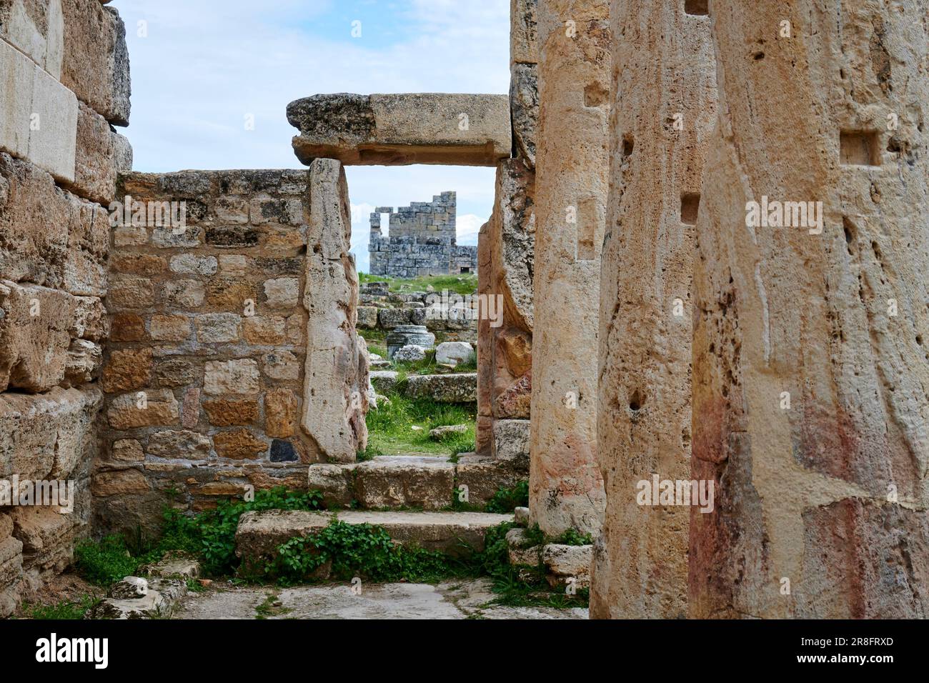 A grand archway in Hierapolis, Pamukkale provides an entrance to a ...