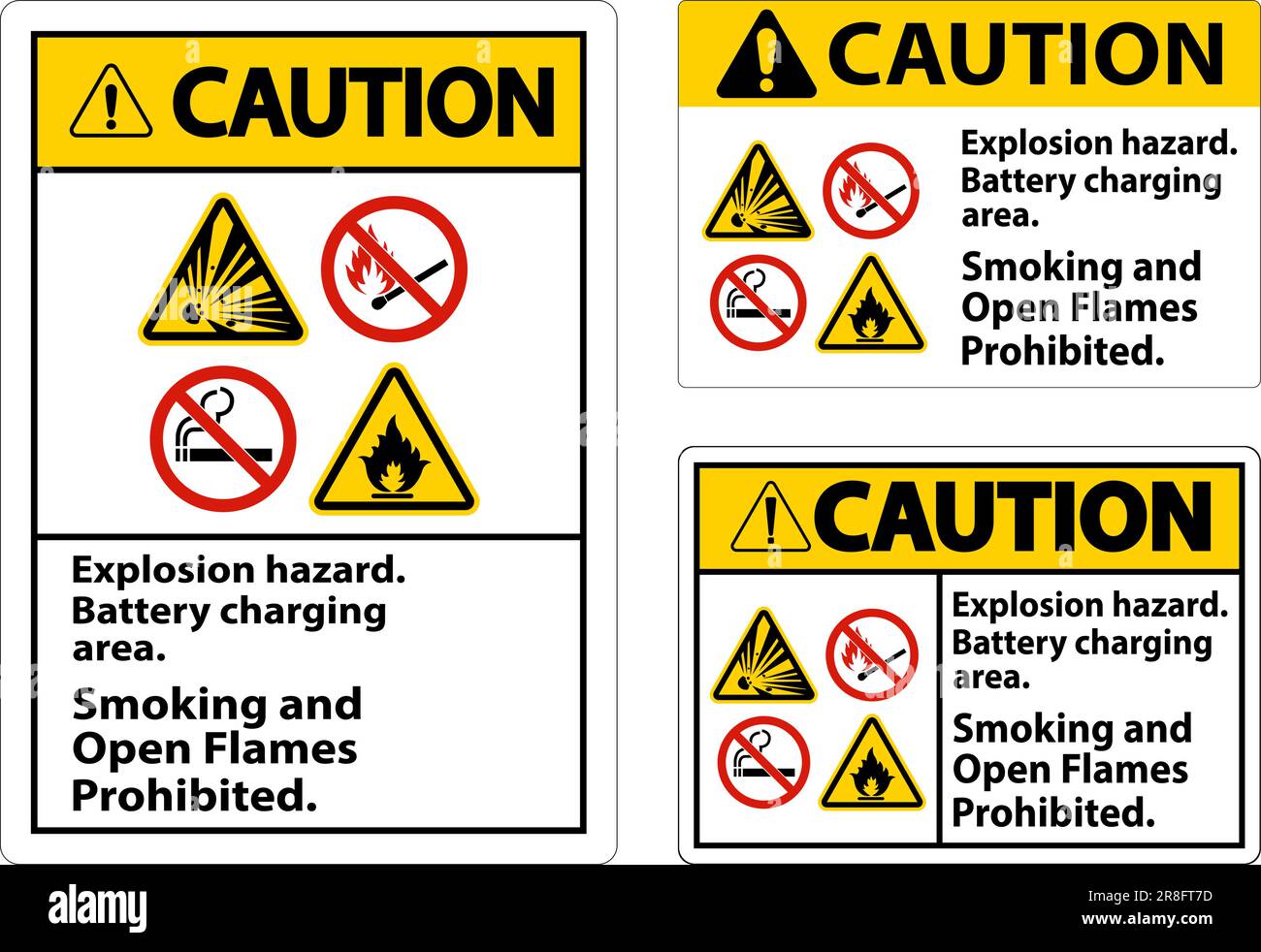 Caution Sign Explosion Hazard, Battery Charging Area, Smoking And Open ...