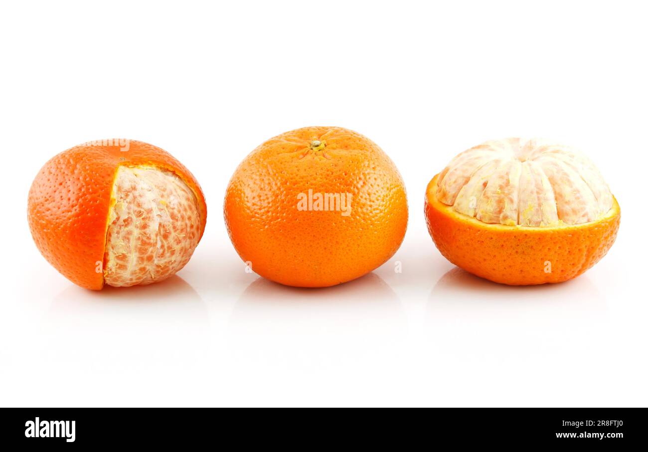 Three Ripe Tangerine Fruits Isolated on White Background Stock Photo ...