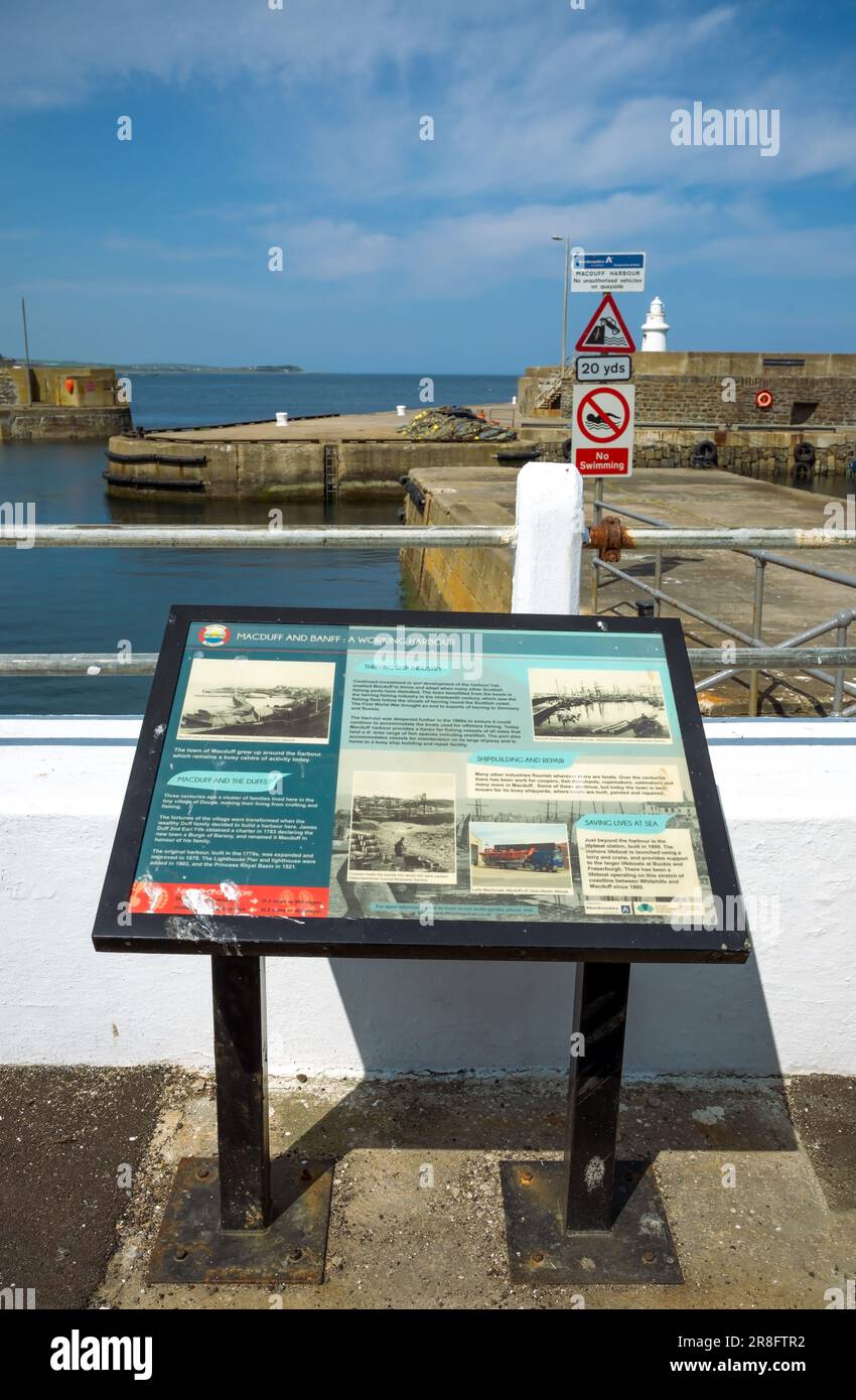 Information sign on the history of MacDuff Harbour, Aberdeenshire ...