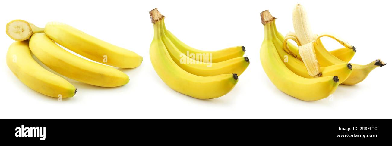 Set of Ripe Yellow Bananas Isolated on White Background Stock Photo - Alamy