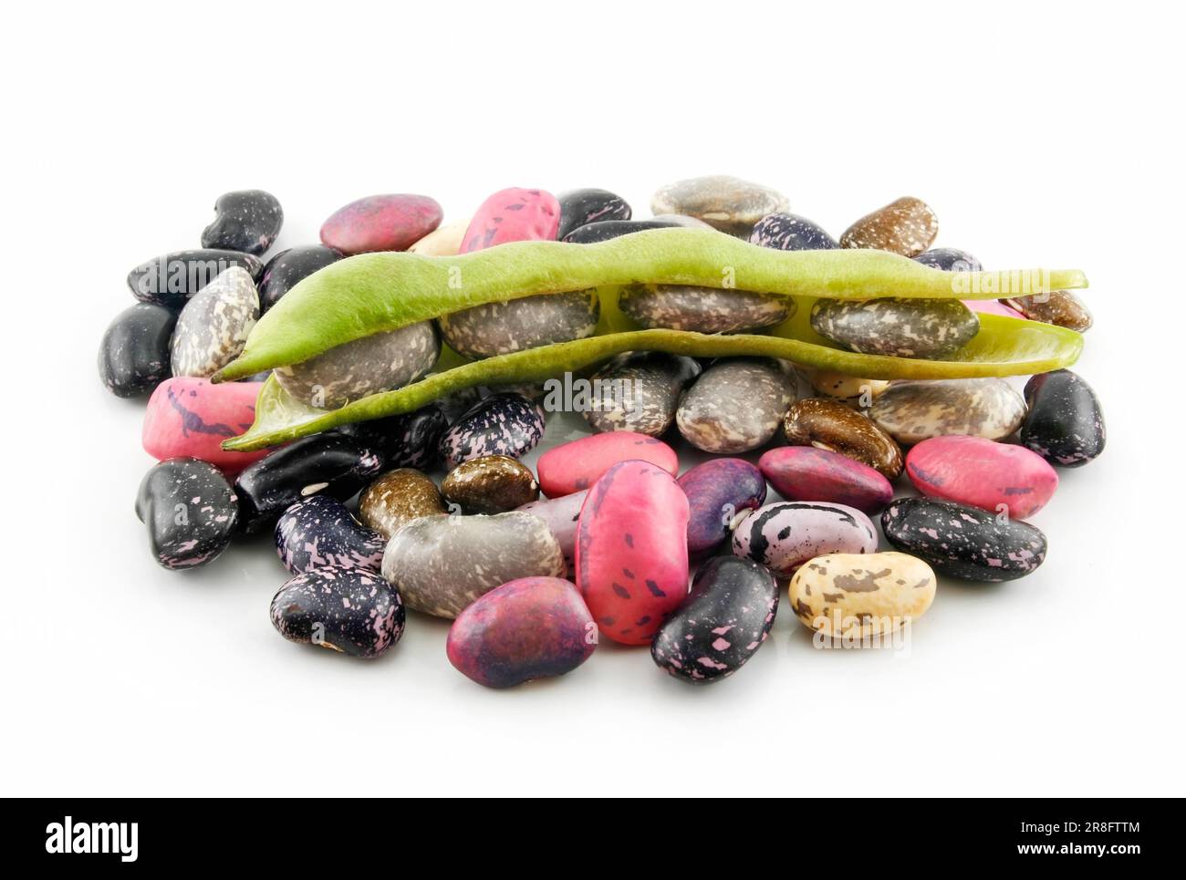 Ripe Haricot Beans with Seed and Leaves Isolated on White Background ...