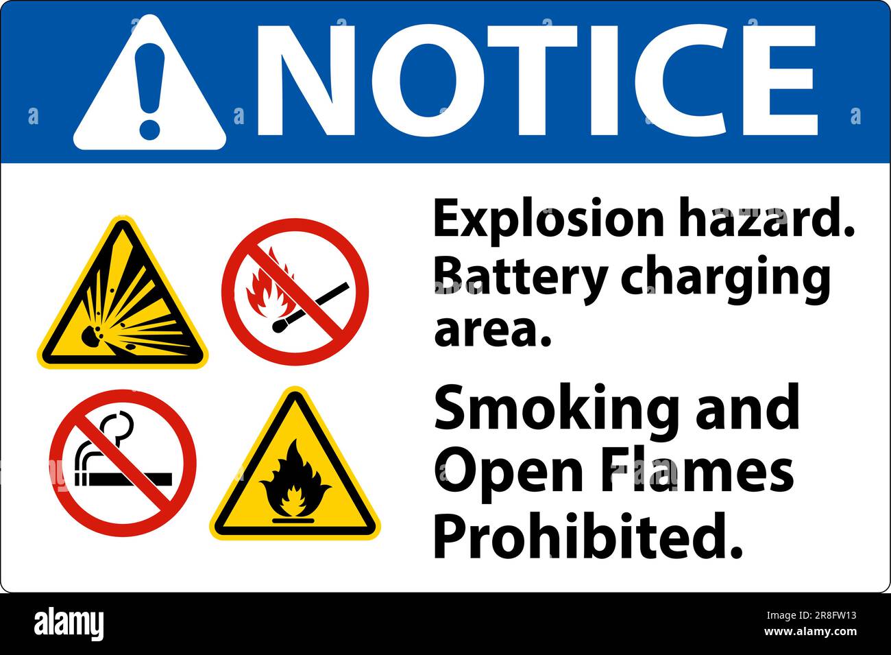 Notice Sign Explosion Hazard, Battery Charging Area, Smoking And Open ...