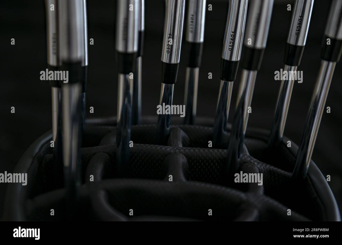 Modern Forged Iron Golf Clubs Shafts in Golf Bag in Switzerland Stock ...