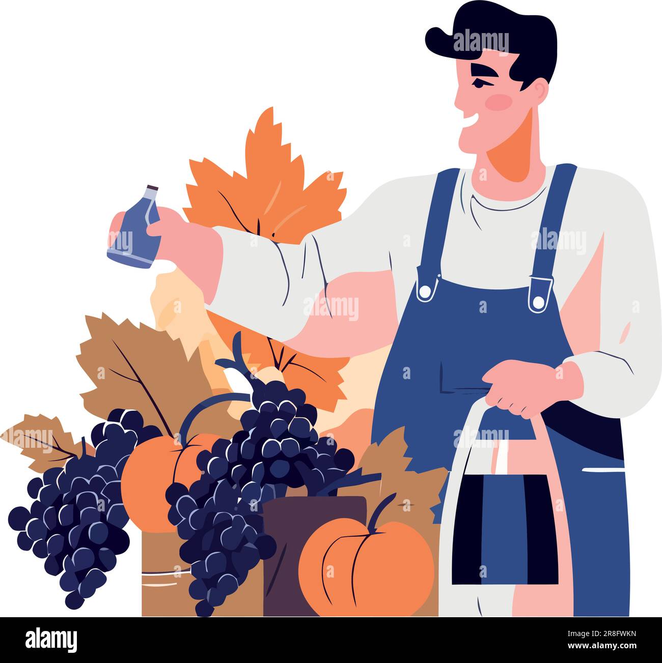 Farmer man grapes Stock Vector Images - Alamy