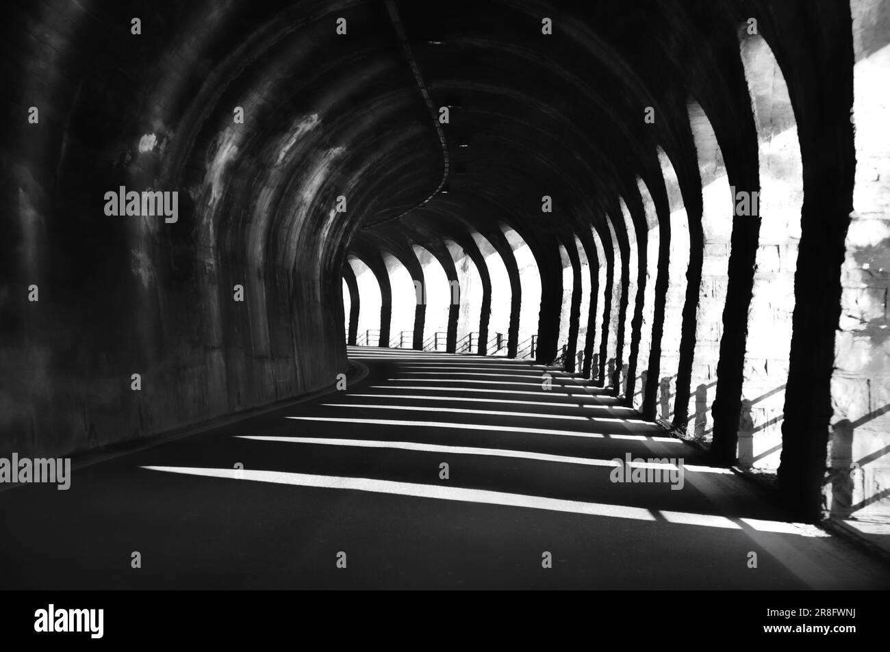 Tunnel with Shadows and Sunlight in Switzerland Stock Photo - Alamy