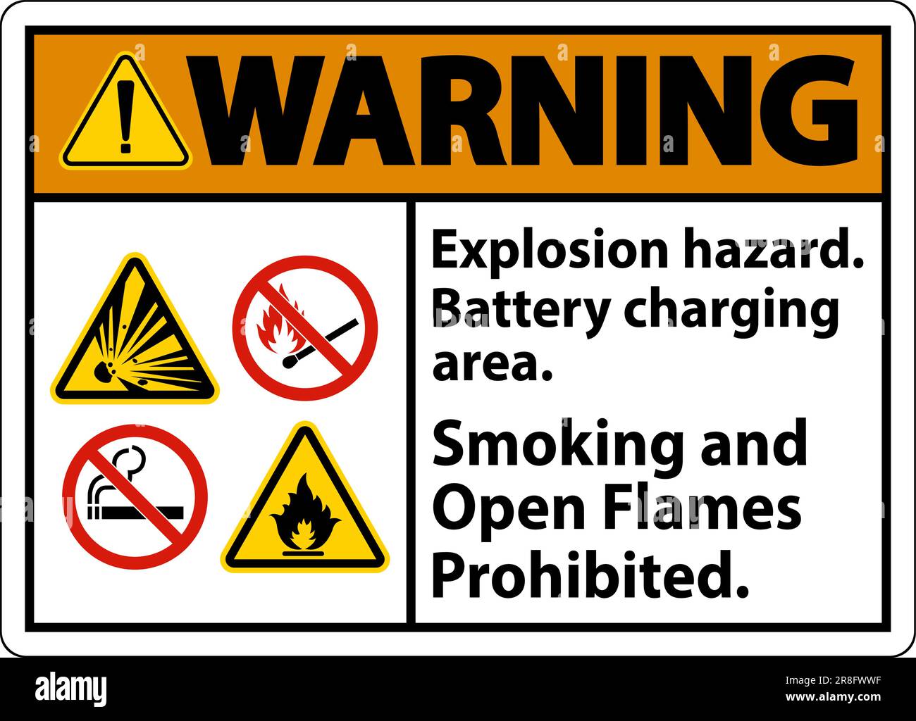 Warning Sign Explosion Hazard, Battery Charging Area, Smoking And Open ...