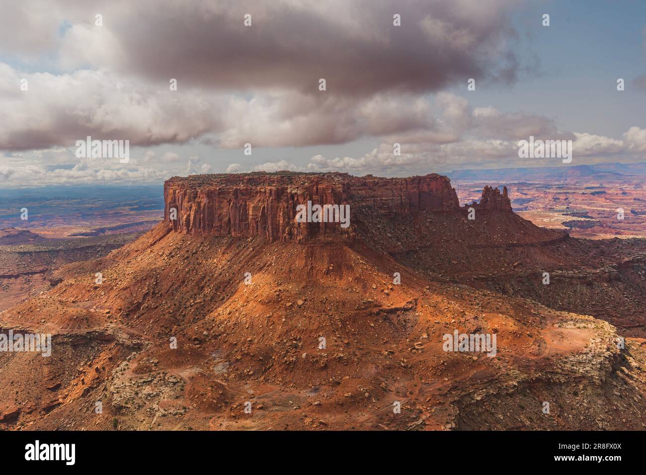 An aerial view of a stunning, expansive canyon, with deep ridges and ...