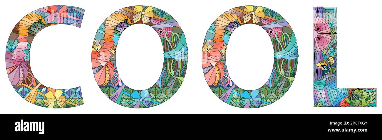 Hand-painted art design. Hand drawn illustration word COOL for t-shirt ...