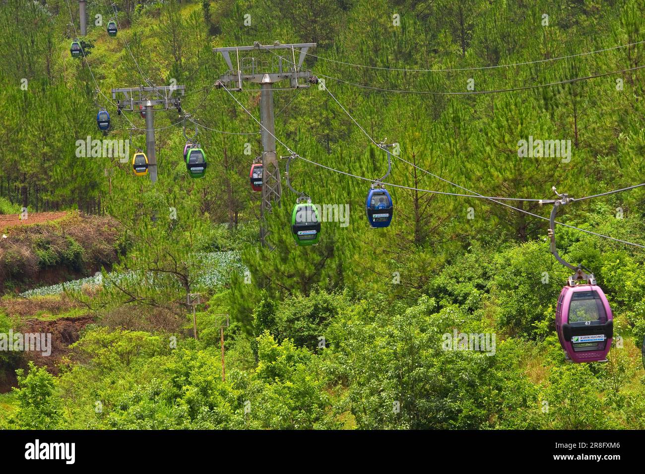 Cable car to Lan Bian mountain, Dalat, gondola, gondolas, Vietnam Stock ...