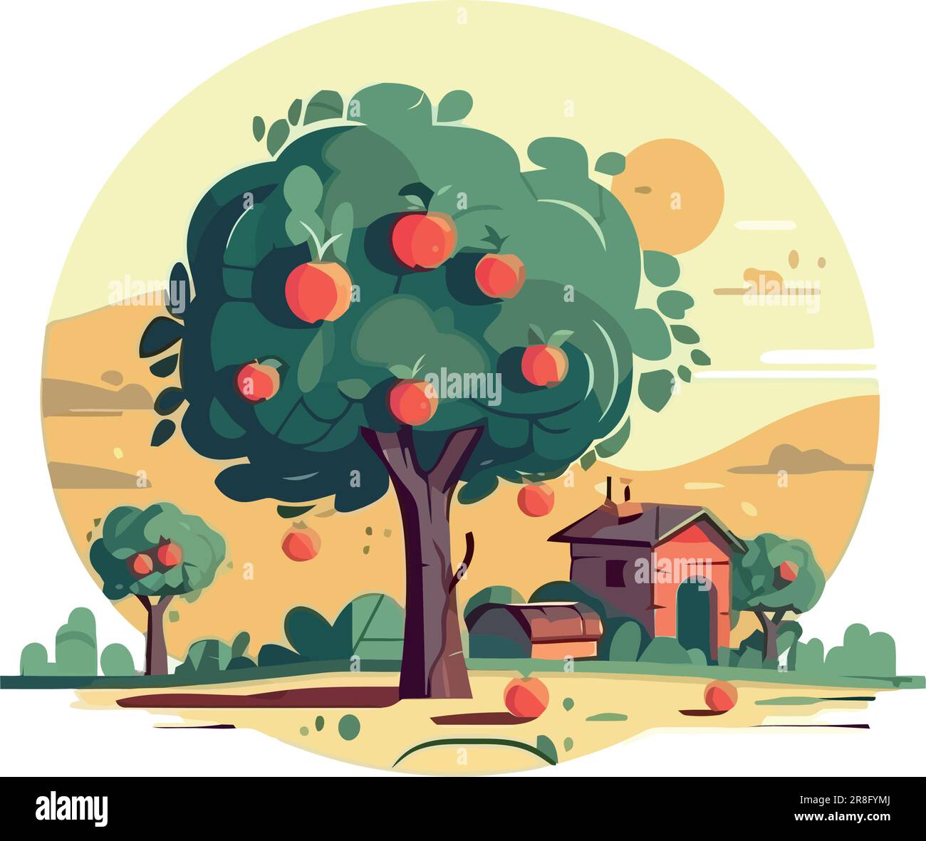 Nature growth farm apple tree Stock Vector Image & Art - Alamy