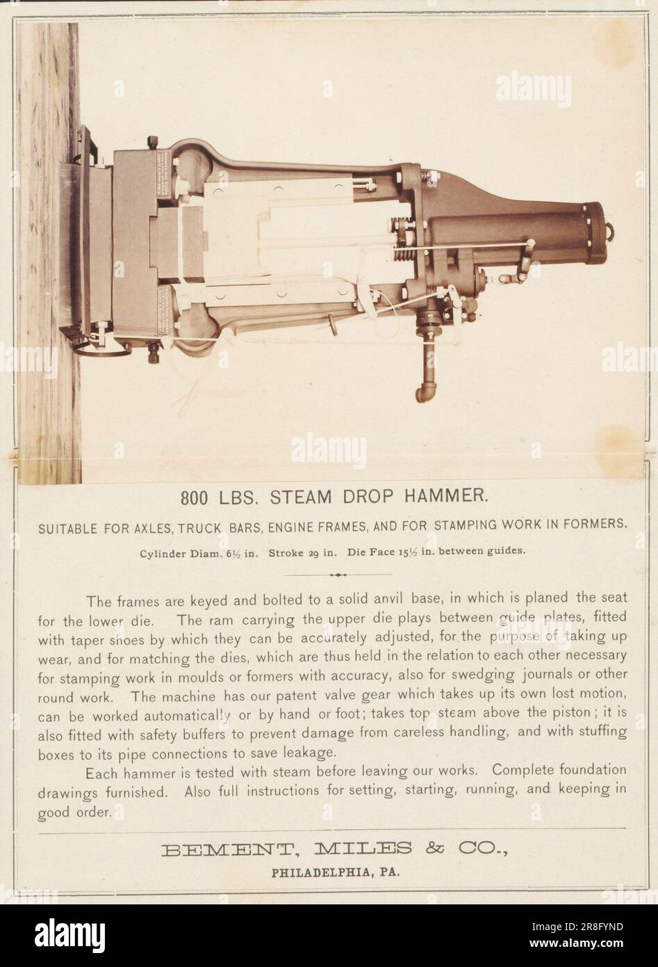 [Steam Drop Hammer, Bement, Miles and Company, Philadelphia] ca. 1865 ...