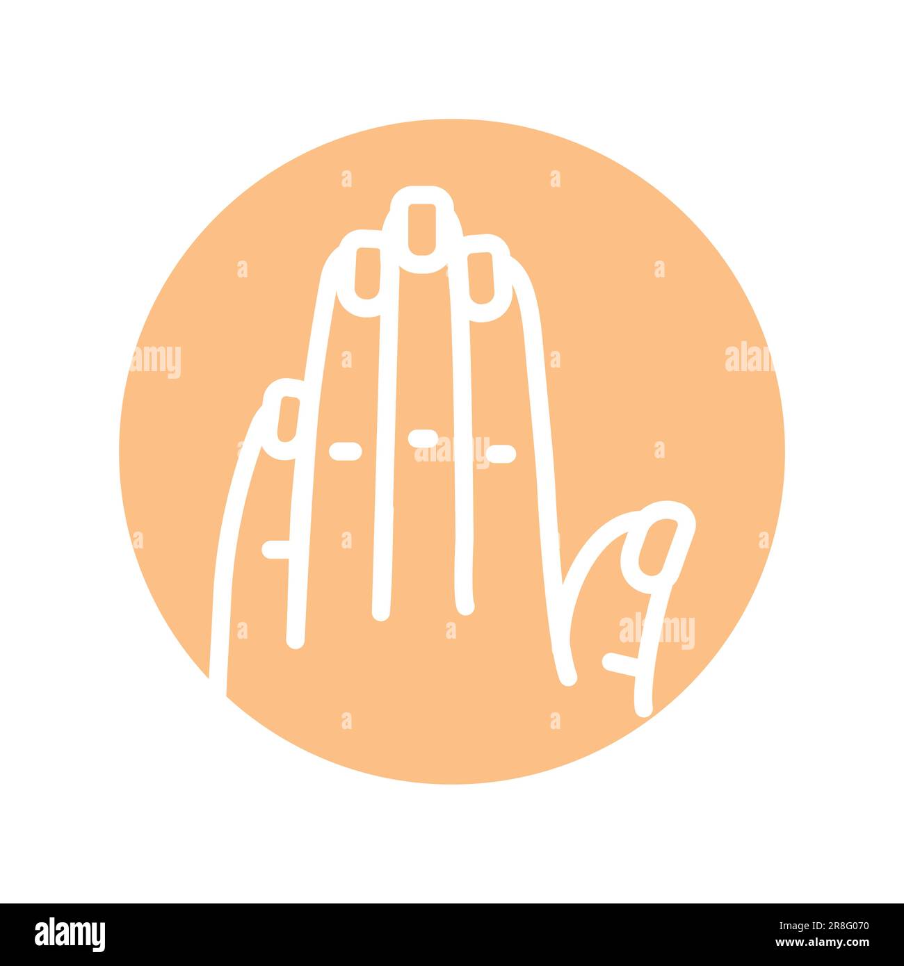 Women's hand with manicure color line icon. Isolated vector element ...