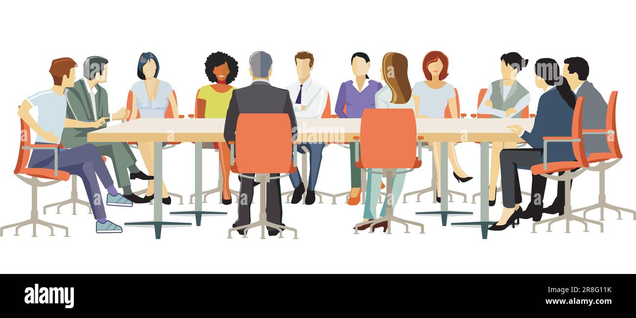 planning, discussion by employees illustration Stock Vector Image & Art ...