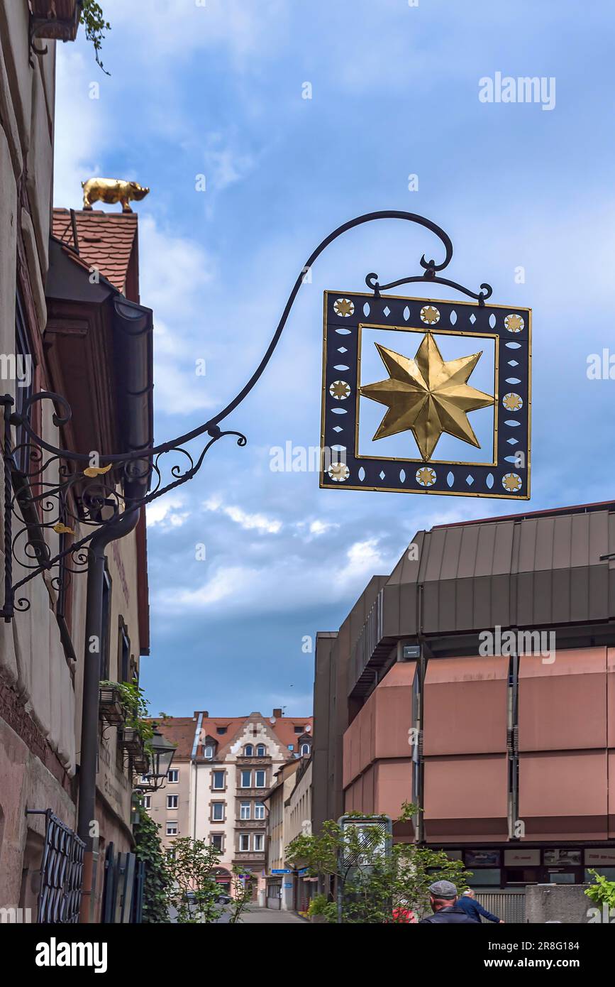 Historical nose sign from the former inn Zur Krone, Zirkelschmiedsgasse ...