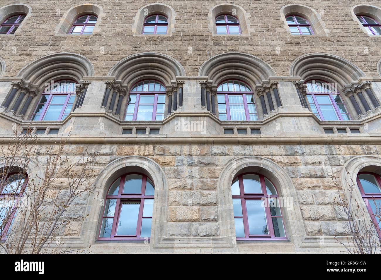 Detailed view of the neo-Romanesque building, former Prussian ...