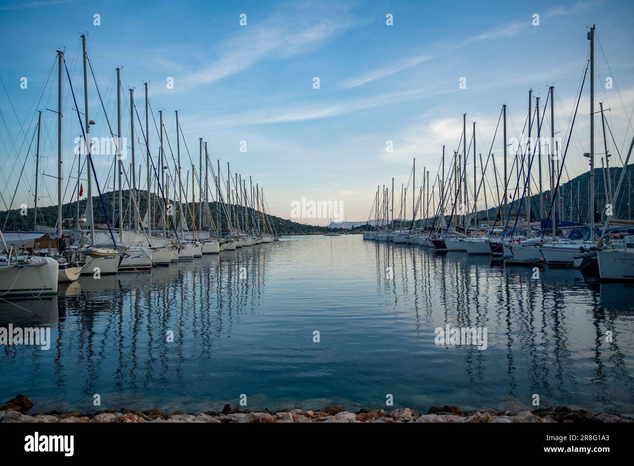 Kas, Turkey - June 7, 2023: View of many luxury boats and yachts in the ...