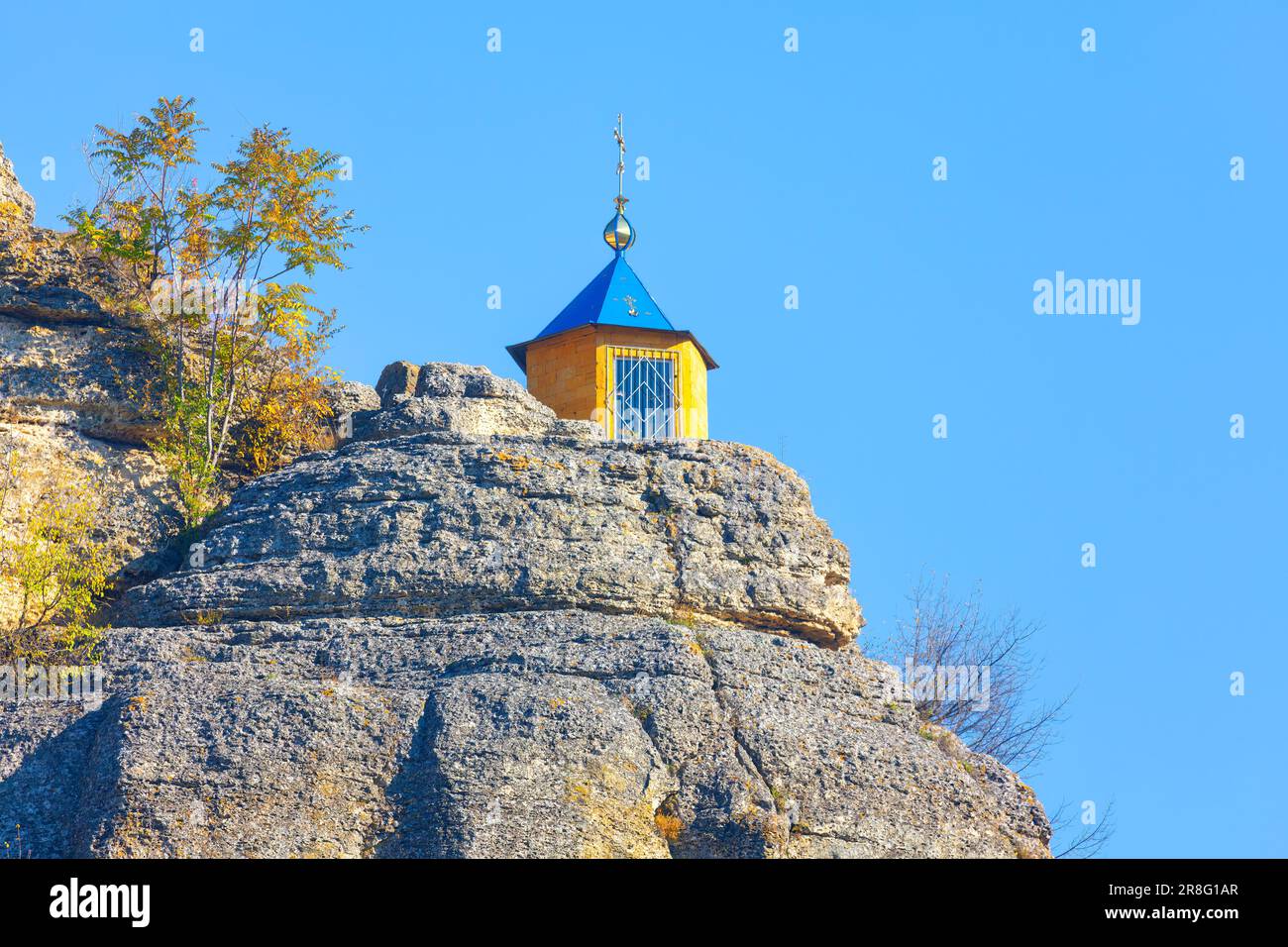 Chapel on a natural rock top . Saharna Monastery in Moldova Stock Photo ...