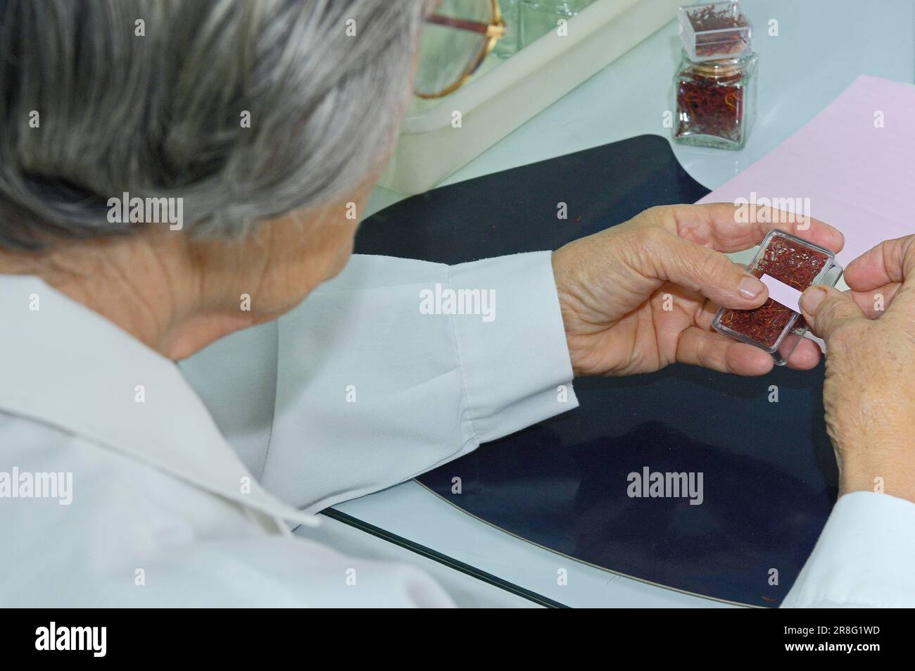 Saffron is labelled, Villafranca de los Caballeros, Toledo province ...