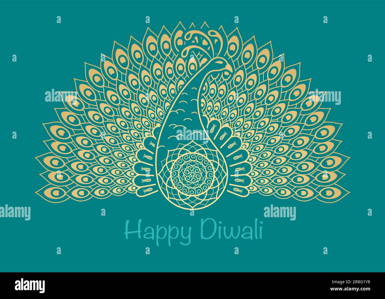 Happy Diwali Gold Peacock Vector Symbol Illustration Isolated On A ...