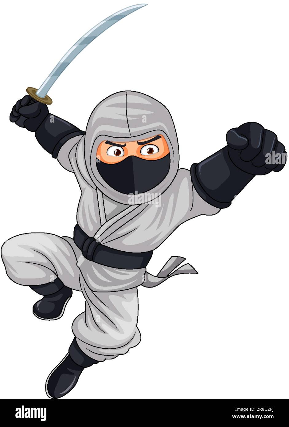 Ninja Jumping and Brandishing Sword illustration Stock Vector Image ...