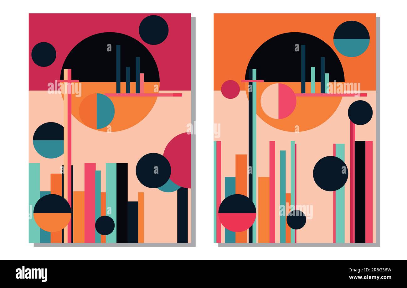 Neo Memphis poster collection. Abstract bold geometric shapes star ...