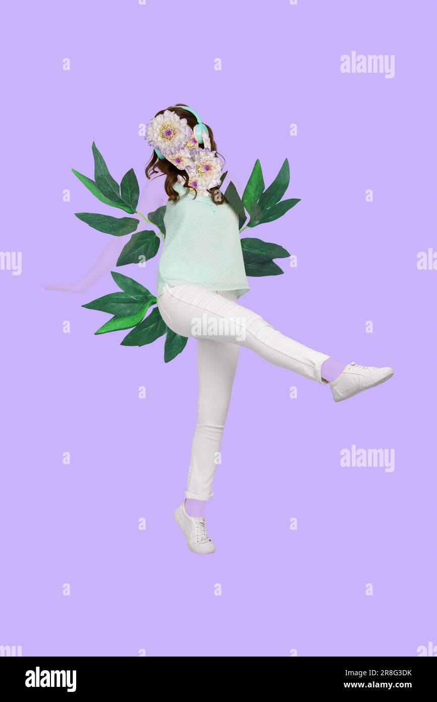 Vertical creative photo collage of funky positive satisfied bodyless ...