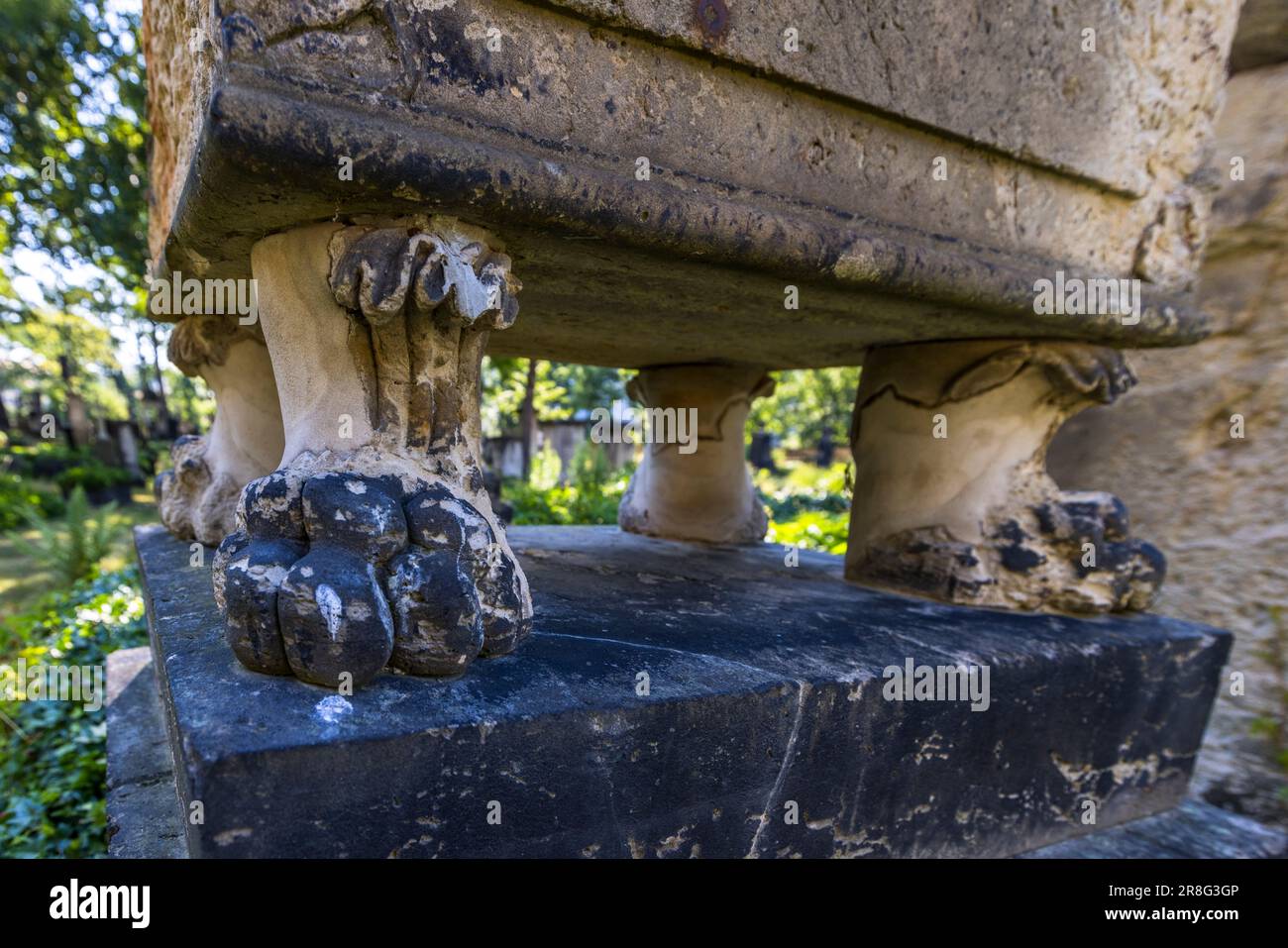 Detail of a grave plate at the Elias cemetery in Dresden. Historical ...