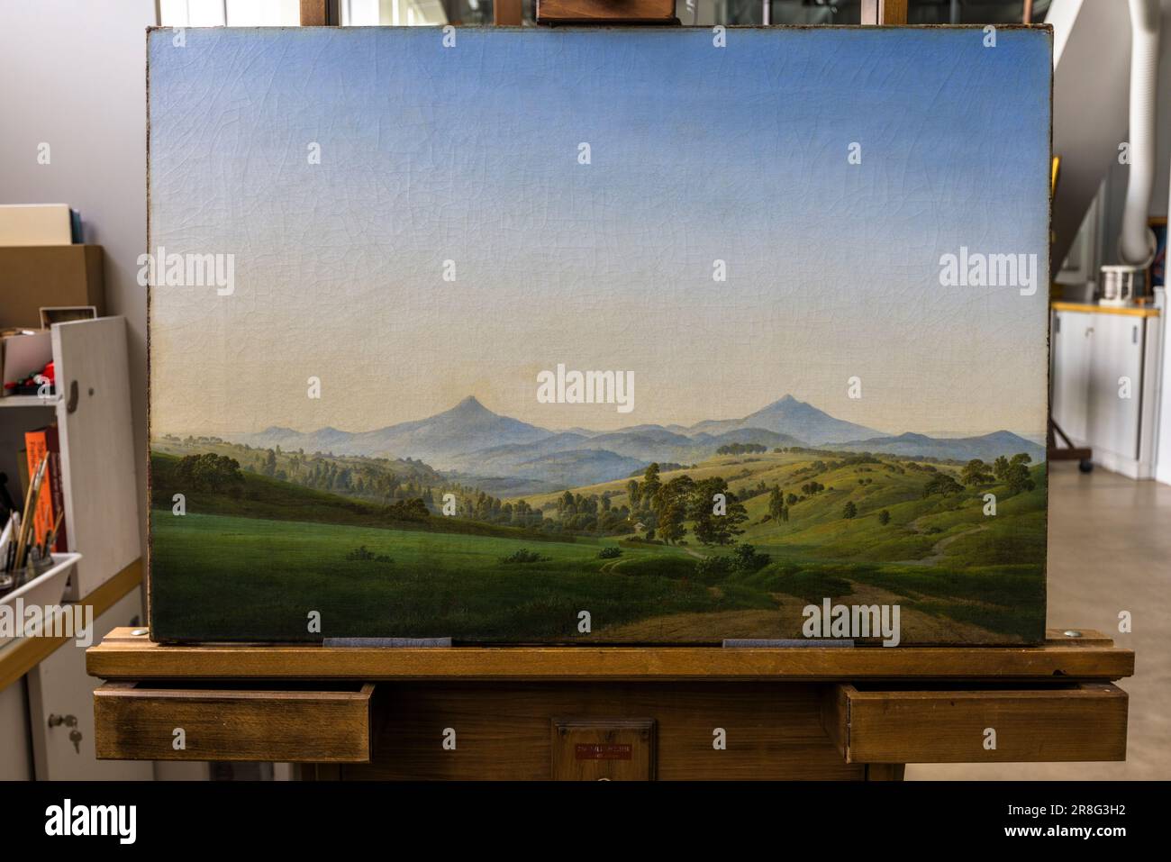 Work by Caspar David Friedrich, "Bohemian Landscape with the Milleschau ...