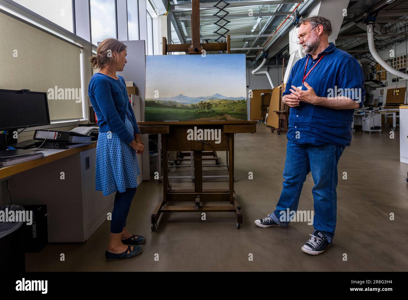 Restorer Maria Körber and curator Dr. Holger Birkholz from the ...