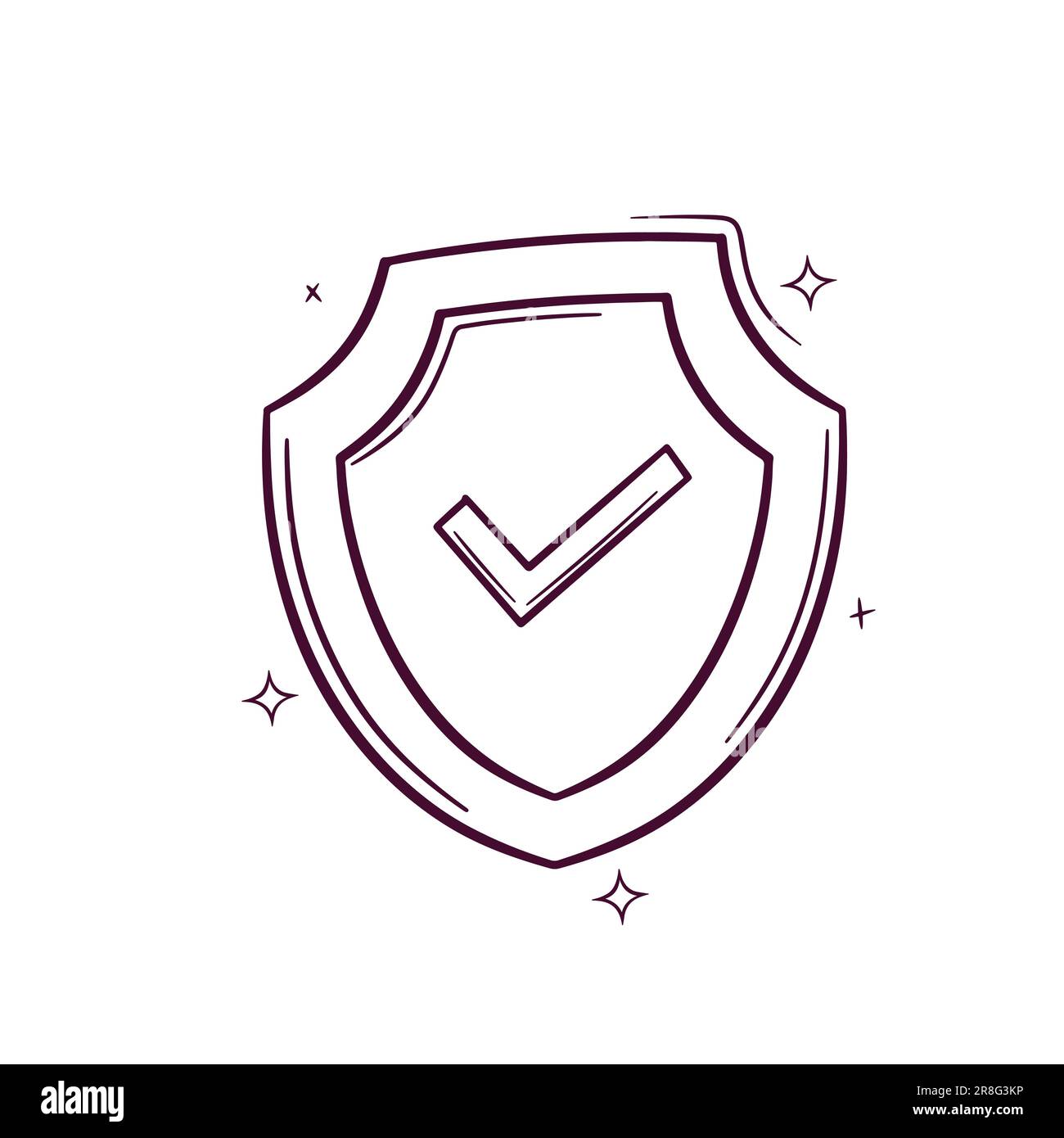 Hand Drawn Shield With Check Mark. Doodle Vector Sketch Illustration ...