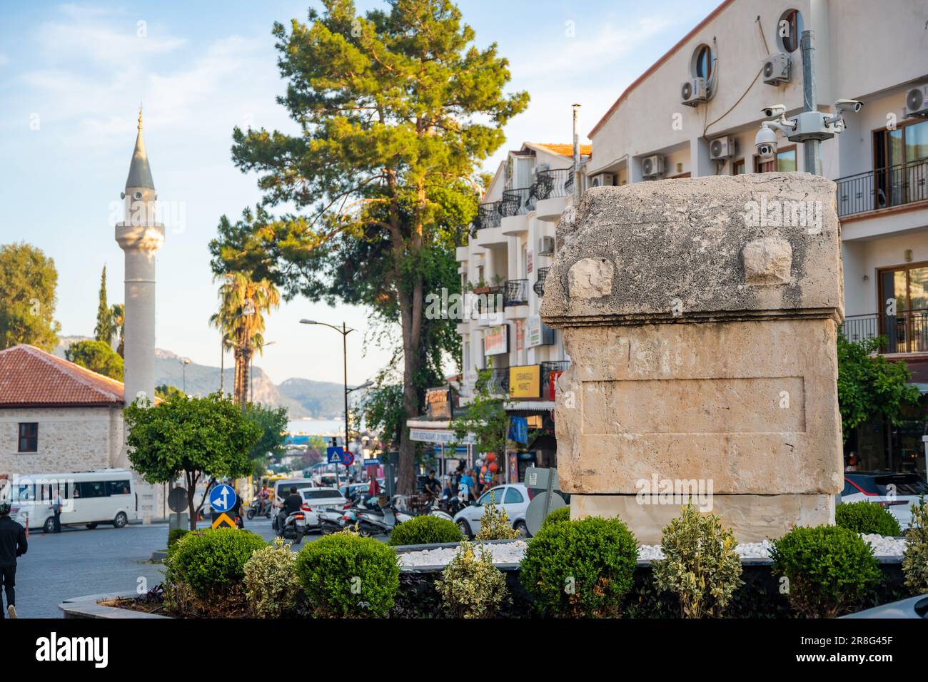 Kas, Turkey - June 7, 2023: The sarcophagus on street of Kas town in ...