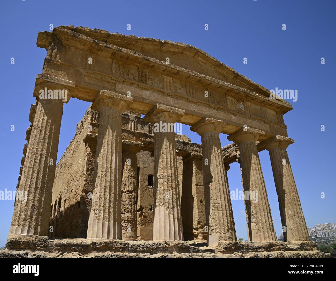 Landscape with scenic view of the Doric order Temple of Concordia at ...