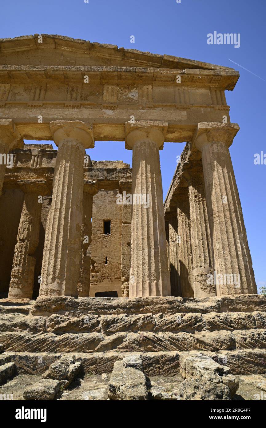 Landscape with scenic view of the Doric order Temple of Concordia at ...
