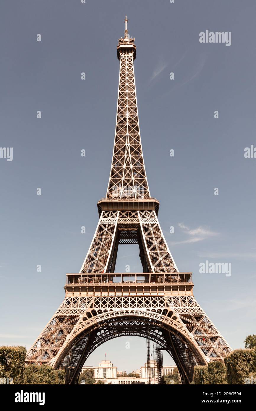 Majestic view of the iconic Eiffel Tower in Paris, France, surrounded ...