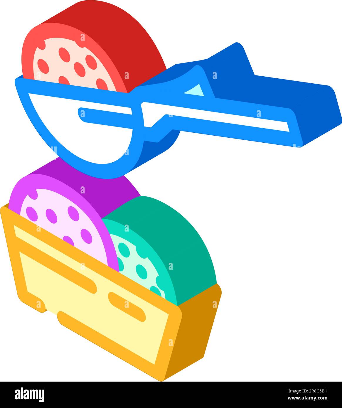 neapolitan ice cream scoop food snack isometric icon vector ...