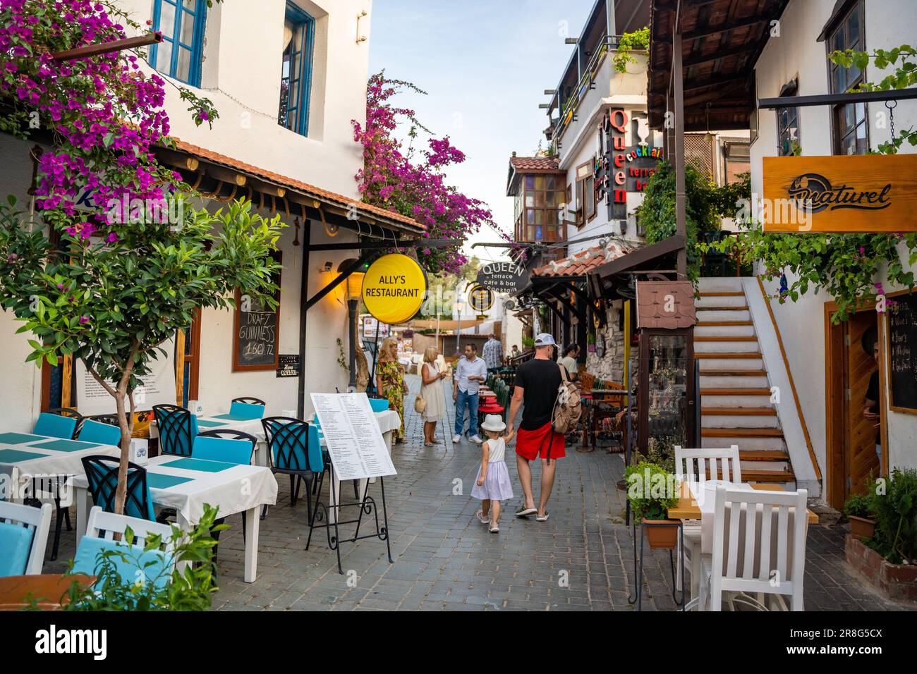 Kas, Turkey - June 7, 2023 : People on old street in the Kas Town. Kas ...