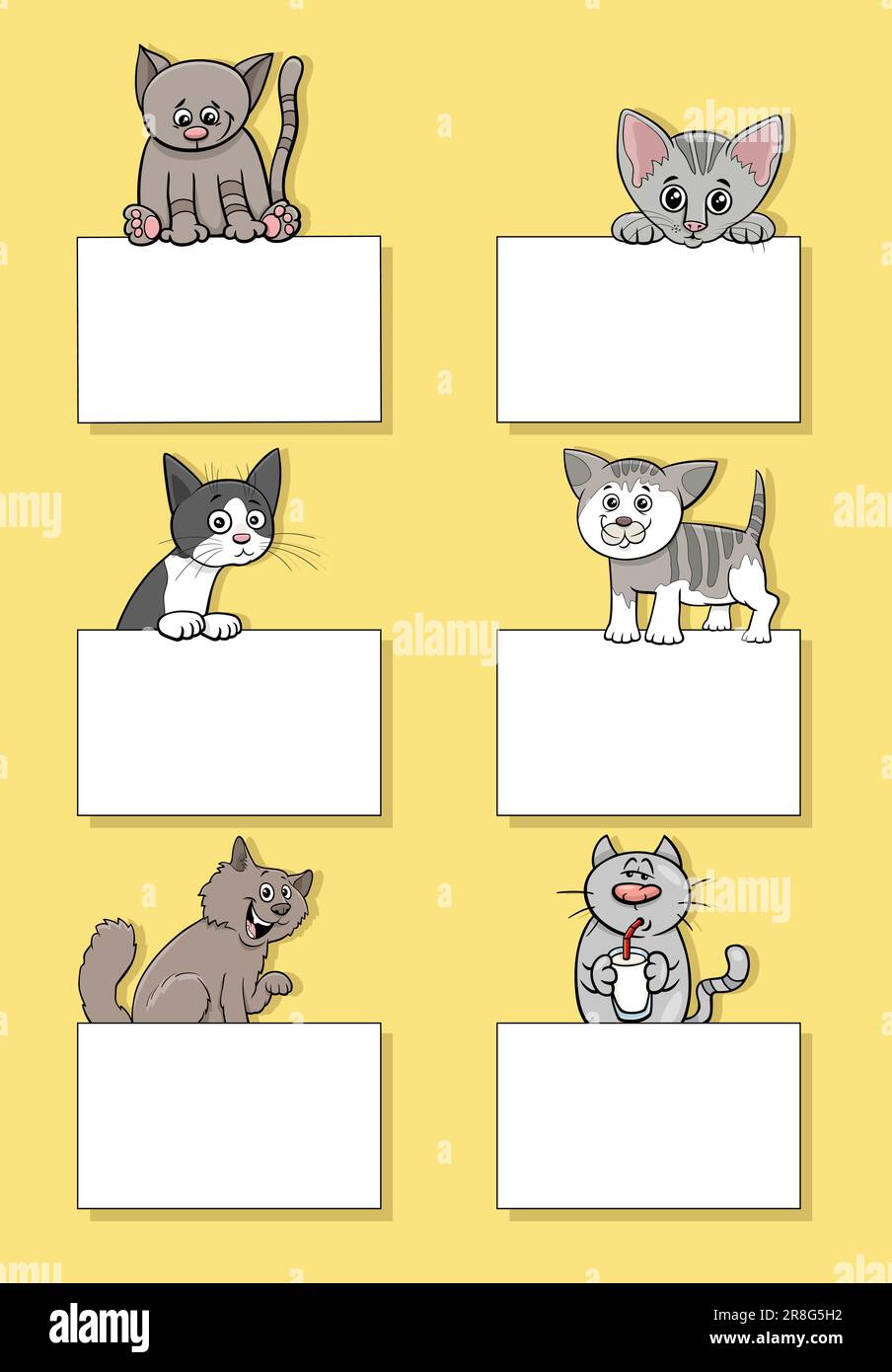 Cartoon illustration of cats and kittens animal characters with blank ...