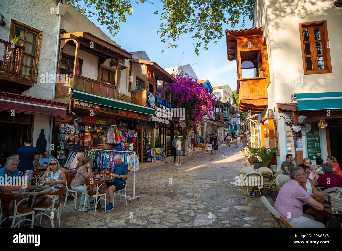 Kas, Turkey - June 7, 2023 : People on old street in the Kas Town. Kas ...