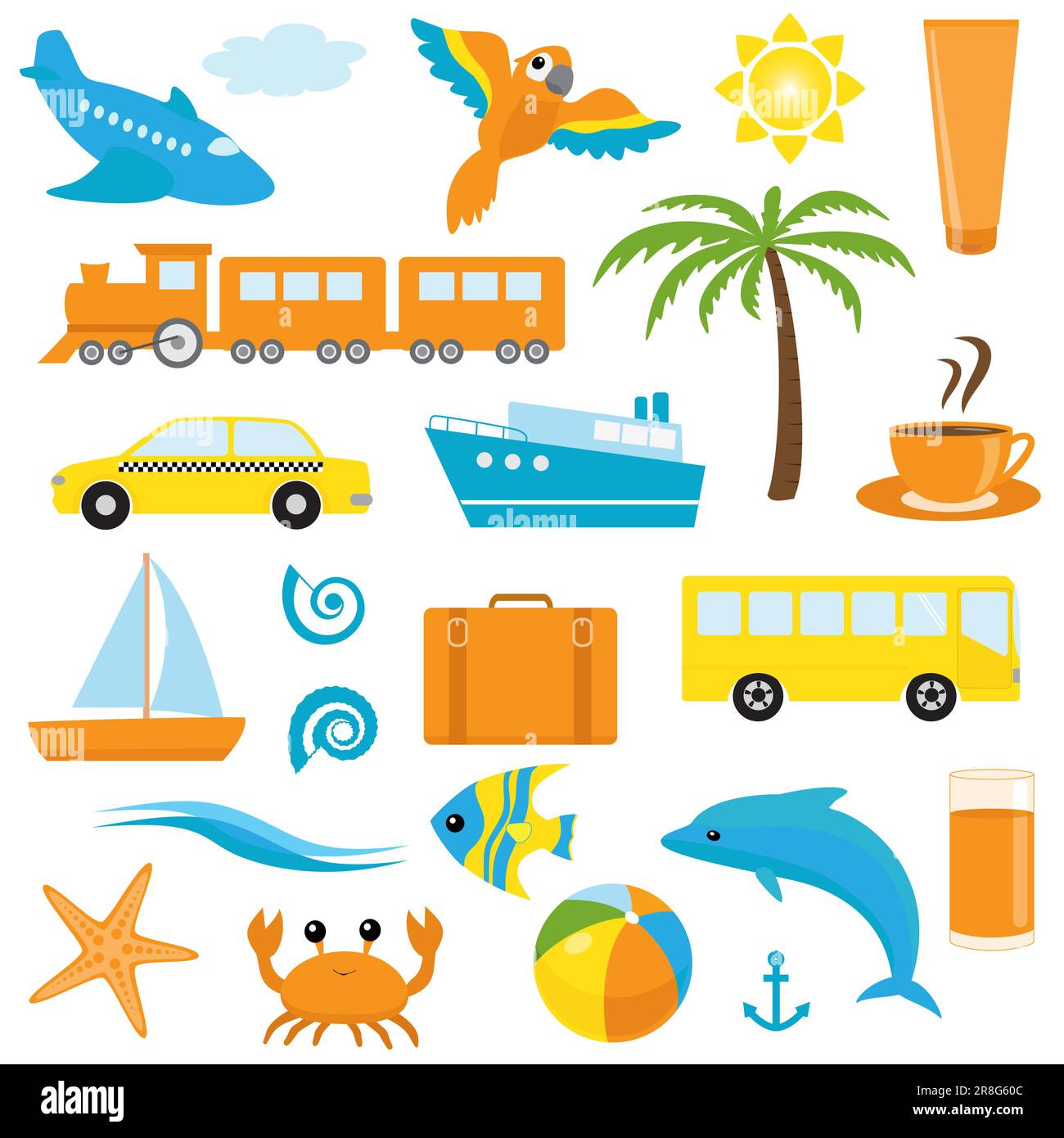 Cartoon travel icons set isolated on white Stock Vector Image & Art - Alamy