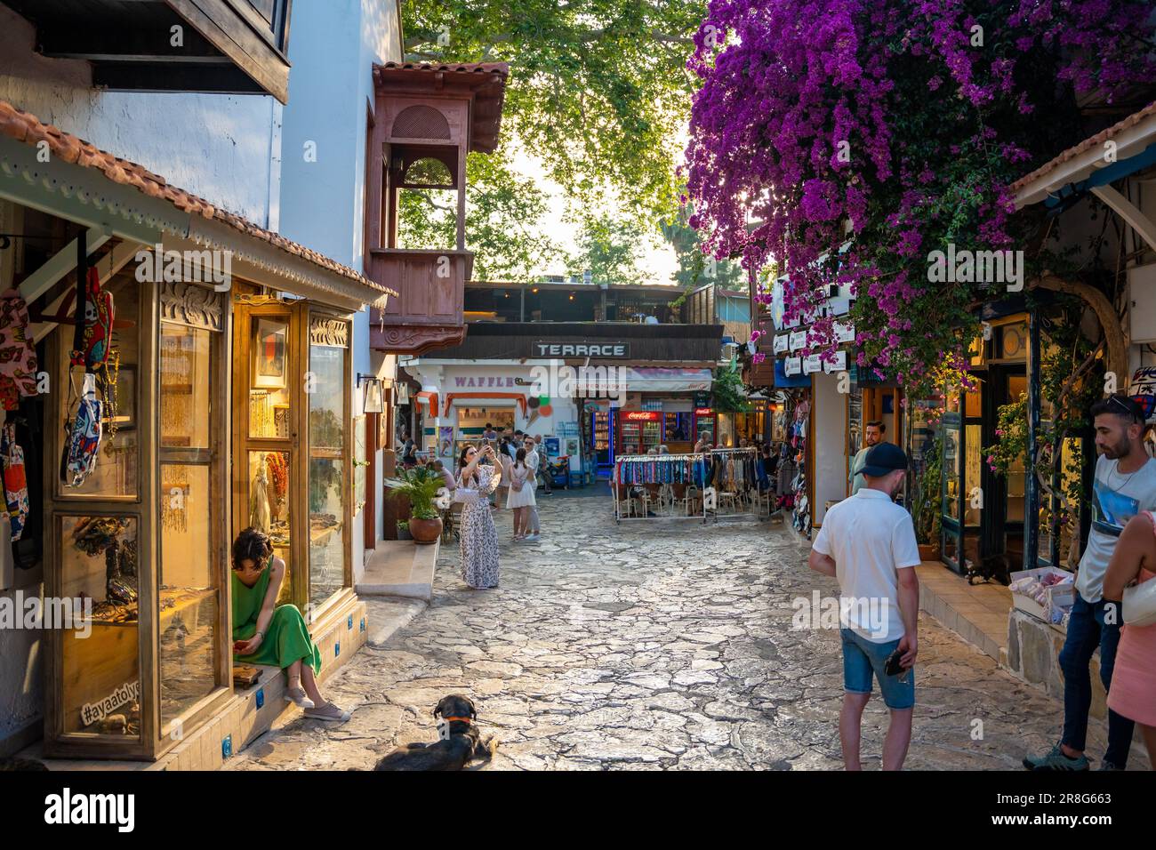 Kas, Turkey - June 7, 2023 : People on old street in the Kas Town. Kas ...
