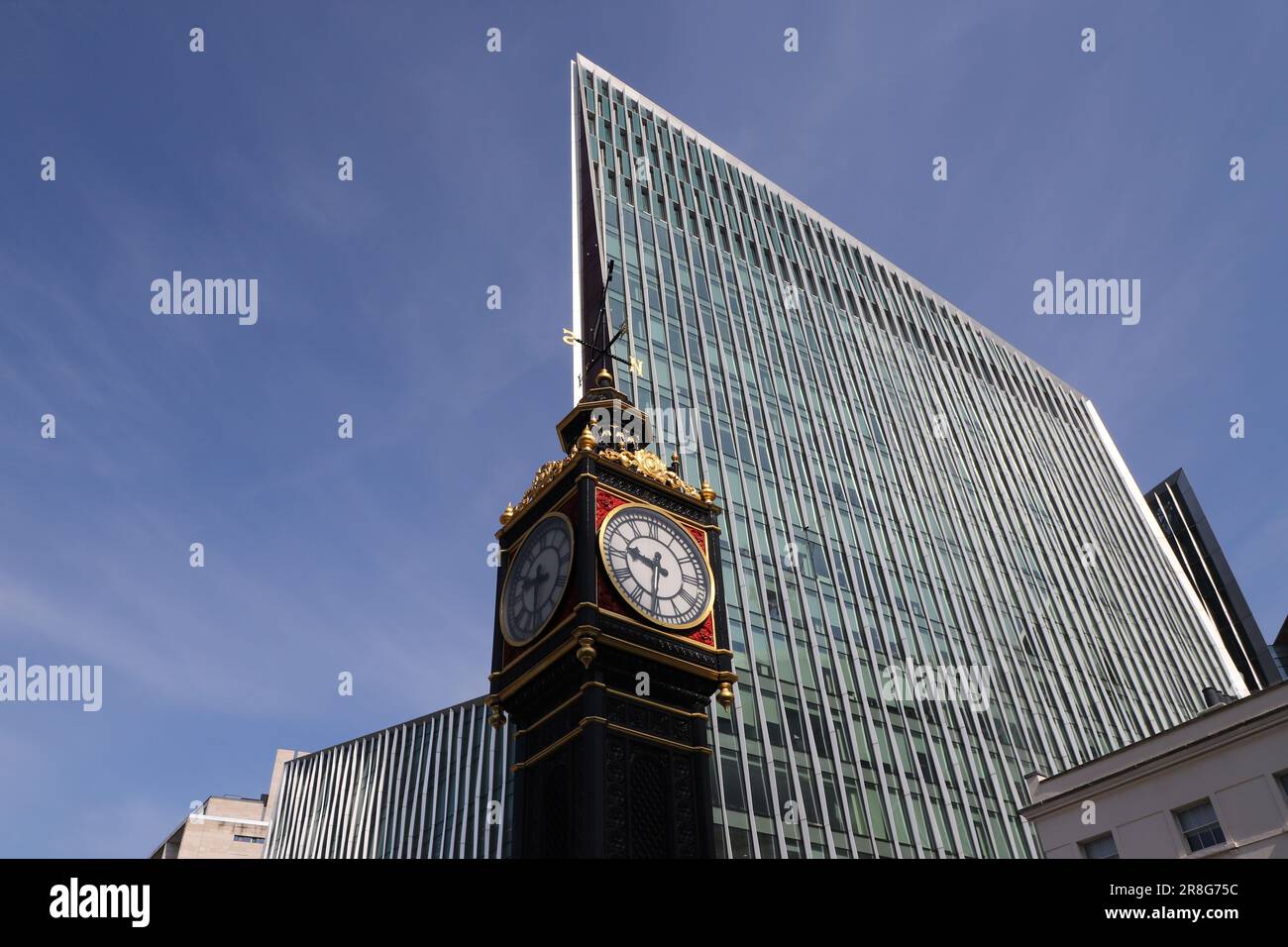 Little Ben clock and modern office building Victoria London June 2023 ...