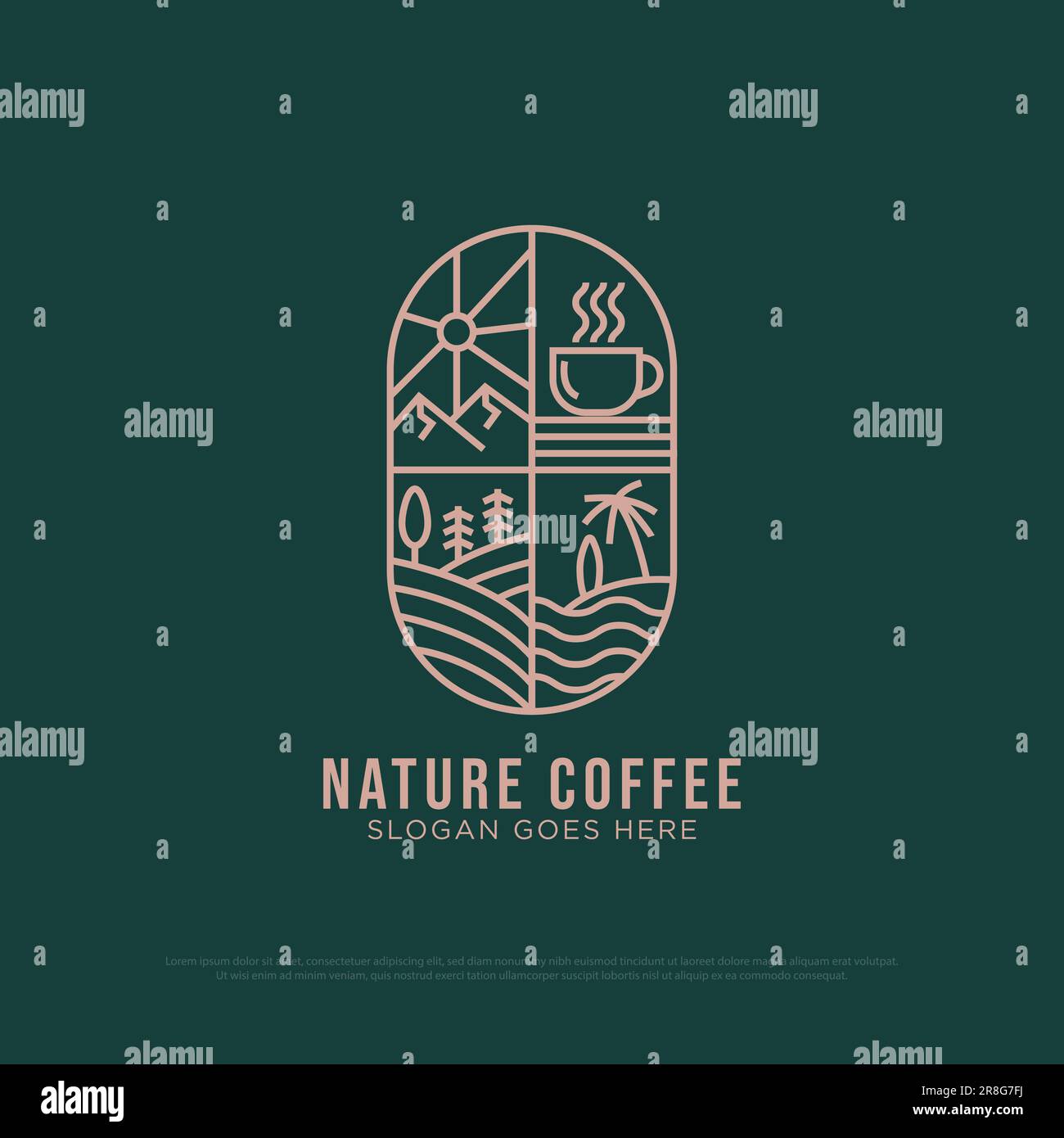 Nature Coffee logo design vector, vintage Outdoor coffee logo ...