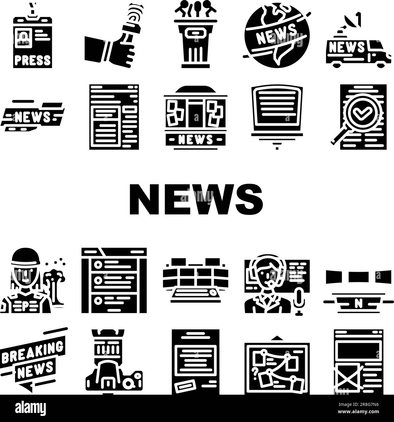 news media screen business icons set vector Stock Vector Image & Art ...