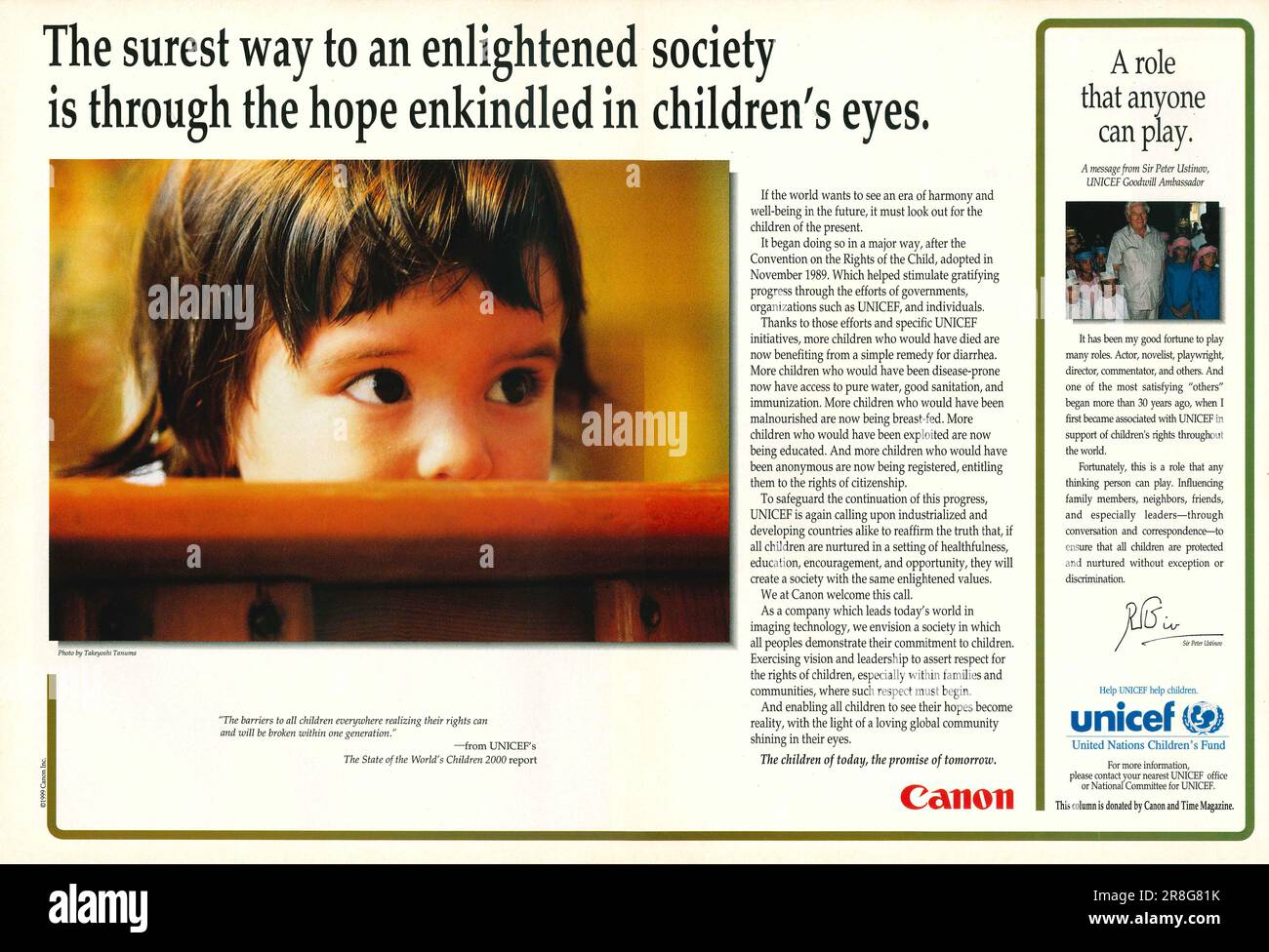 Canon UNICEF fund advert in a magazine 1999 Stock Photo - Alamy