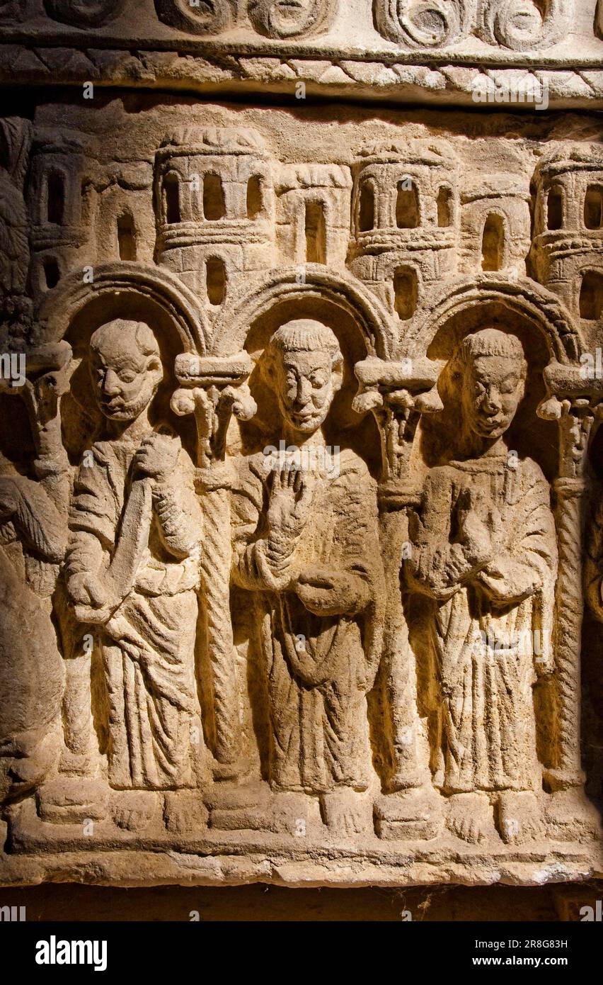 Romanesque relief in the Iglesia de San Nicolas, San Juan de Ortega ...