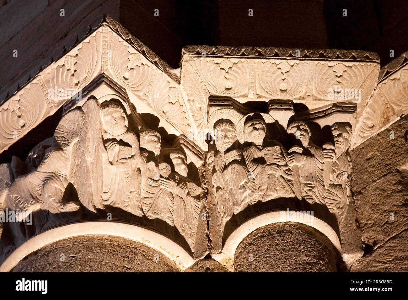 Romanesque capital in the cathedral of Santo Domingo de la Calzada, La ...