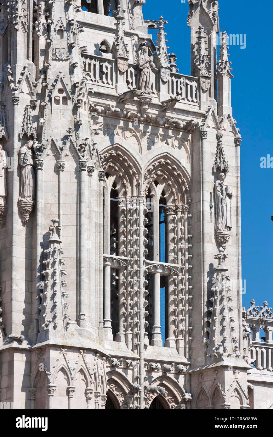 Tracery and Gothic arches in the west facade of Burgos Cathedral ...